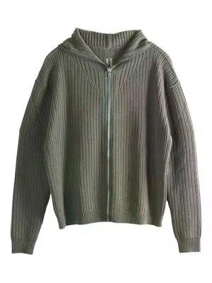Rick Owens Ribbed Zip-up Hoodie - Grey
