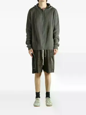 Rick Owens Ribbed Zip-up Hoodie - Grey