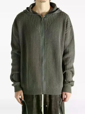 Rick Owens Ribbed Zip-up Hoodie - Grey