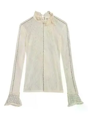 Isabel Marant Étoile Sarah Lace-trimmed Mesh Top - Neutrals
