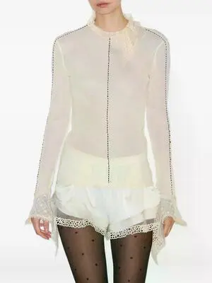 Isabel Marant Étoile Sarah Lace-trimmed Mesh Top - Neutrals