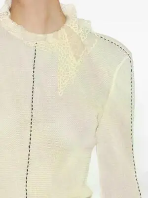 Isabel Marant Étoile Sarah Lace-trimmed Mesh Top - Neutrals