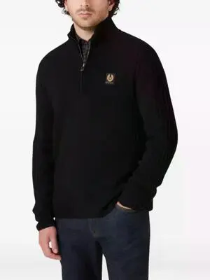 Belstaff Ribbed-knit Half-zip Sweater - Black