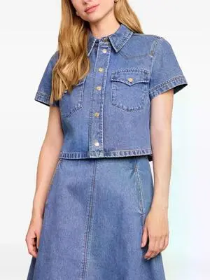 Cara Cara Collared Denim Crop Top