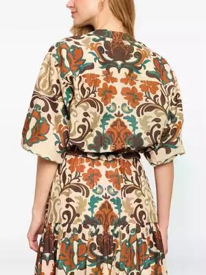 Cara Cara Damask-print Drawstring Top