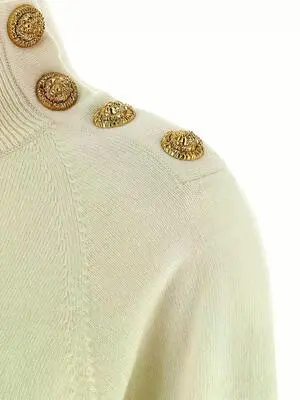 Balmain High-neck Sweater With Coin Buttons - Neutrals