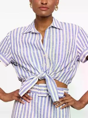Cara Cara Striped Tie-front Top