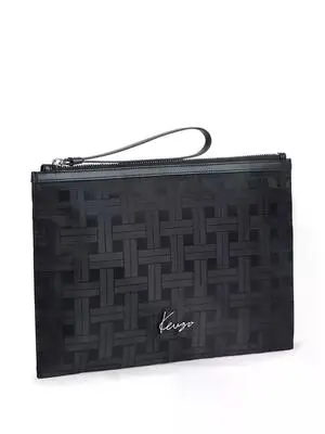 Kenzo Woven-pattern Wash Bag - Black