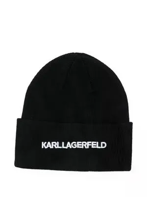 Karl Lagerfeld Logo-embroidered Beanie - Black
