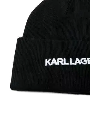 Karl Lagerfeld Logo-embroidered Beanie - Black