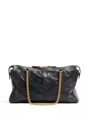 Valentino Garavani Panthea Shoulder Bag In Nappa Leather With Chevron Pattern - Black