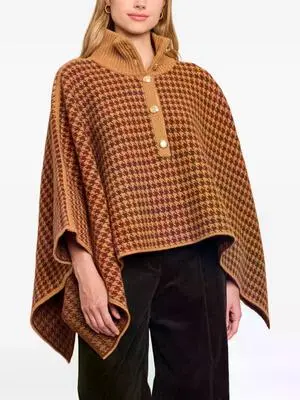 Cara Cara Pagoda High-neck Houndstooth Cape