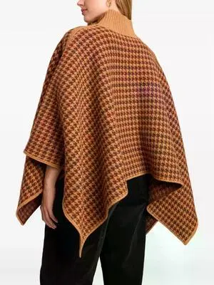 Cara Cara Pagoda High-neck Houndstooth Cape