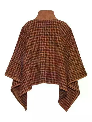 Cara Cara Pagoda High-neck Houndstooth Cape