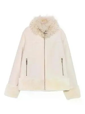 TWINSET Zip-front Jacket With Faux Fur Trim