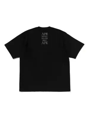 A BATHING APE Rhinestone-embellished Logo T-shirt - Black