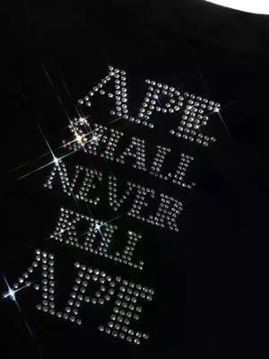 A BATHING APE Rhinestone-embellished Logo T-shirt - Black