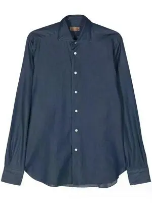 BARBA NAPOLI Classic-collar Chambray Shirt