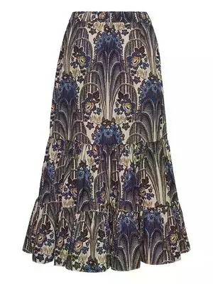 Cara Cara Chase Printed Tiered Midi Skirt - Neutrals