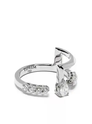 Yeprem 18kt White Gold Diamond Y-not Ring - Silver