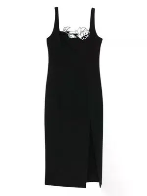 Blumarine Rose-embellished Midi Dress - Black