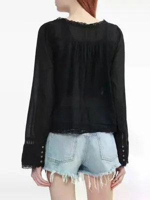Free People Lace-trimmed Long Sleeve Shirt