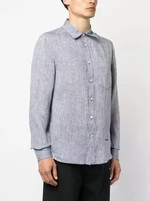 J. Lindeberg Mélange-effect Long-sleeve Linen Shirt - Grey