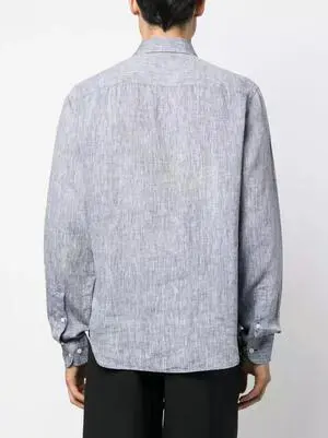 J. Lindeberg Mélange-effect Long-sleeve Linen Shirt - Grey