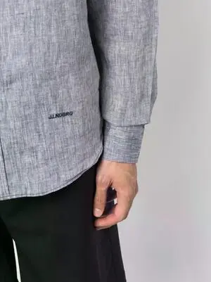 J. Lindeberg Mélange-effect Long-sleeve Linen Shirt - Grey