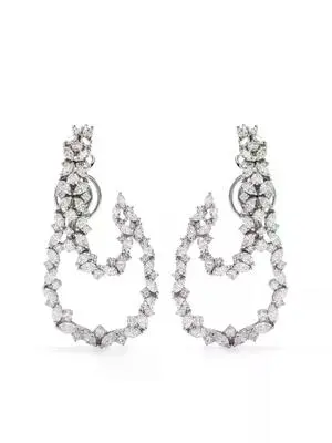 Yeprem 18kt White Gold Diamond Hoop Earrings - Silver