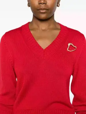 Alpha Studio Heart-detail V-neck Sweater