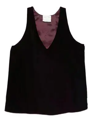 FORTE_FORTE Velvet V-neck Top - Red