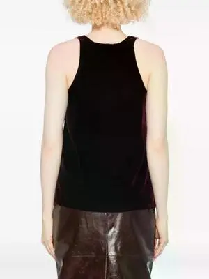 FORTE_FORTE Velvet V-neck Top - Red