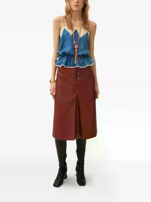 Chloé Pocketed Leather Midi Straight Skirt