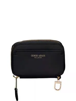 Giorgio Armani Mini Zip-around Logo-plaque Wallet - Black