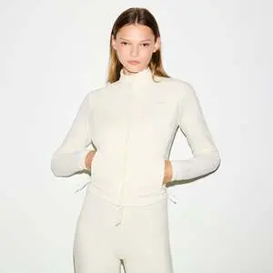 SKIMS Fitted Zip-up Fleece Jacket - Ecru
