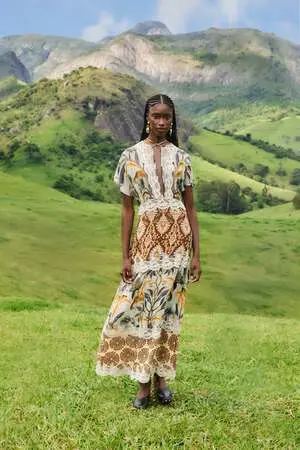 Farm Rio Graphic Macaws Coral Mixed Midi Dress In Multi - 40% Off |  Editorialist