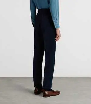 Dunhill Cotton-wool Drill Tapered Chinos - Navy