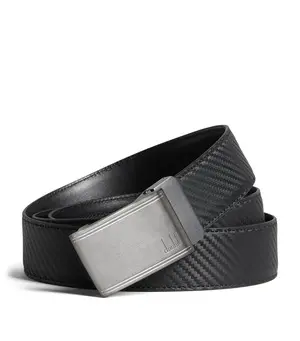 Dunhill Chassis Leather Belt With Racing Buckle - Black