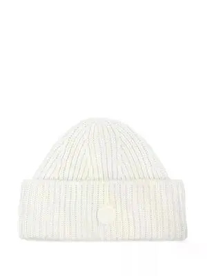 YVES SALOMON Ribbed Knit Beanie - White