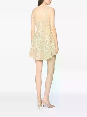 GENNY Sequin-embellished Cross-halter Mini Dress