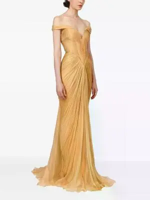 IRIS SERBAN Off-shoulder Pleated Gown