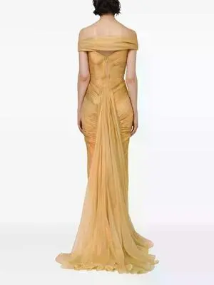 IRIS SERBAN Off-shoulder Pleated Gown