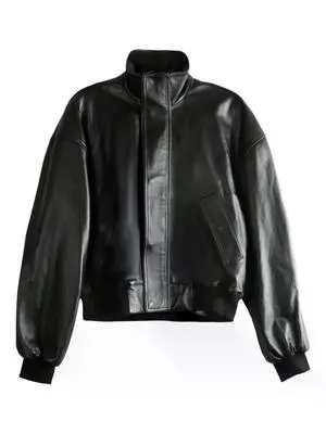 Balenciaga High-neck Leather Bomber Jacket
