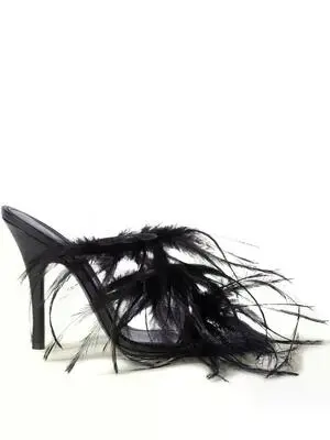 Attico 105mm Feather-embellished Stiletto Sandals - 100 Black