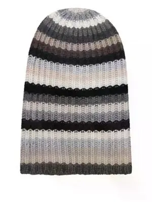 HURRAY Striped Ribbed Beanie - Black