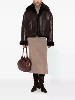 David Koma Fur-trimmed Leather Jacket