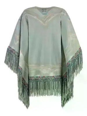 Printed V-Neck Kaftans with Fringe