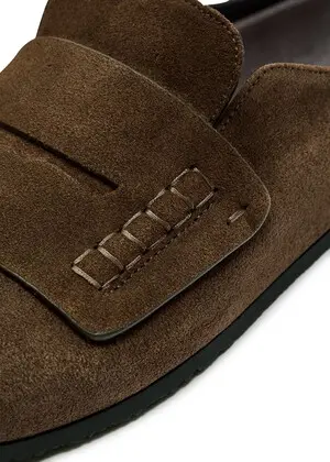Jacquemus Les Mules Mocassin Suede Mules - Brown