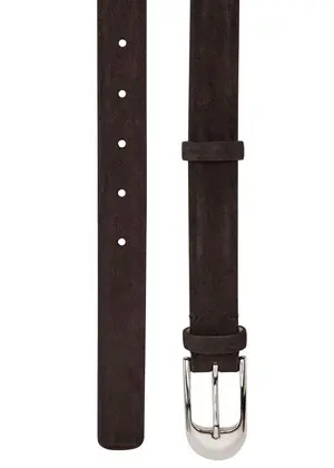 Khaite Dome Suede Belt - Dark Brown